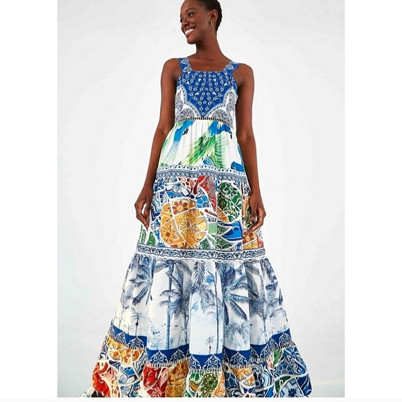 FARM Rio | Dresses | Farm Rio Blue Tiles Maxidress | Poshmark